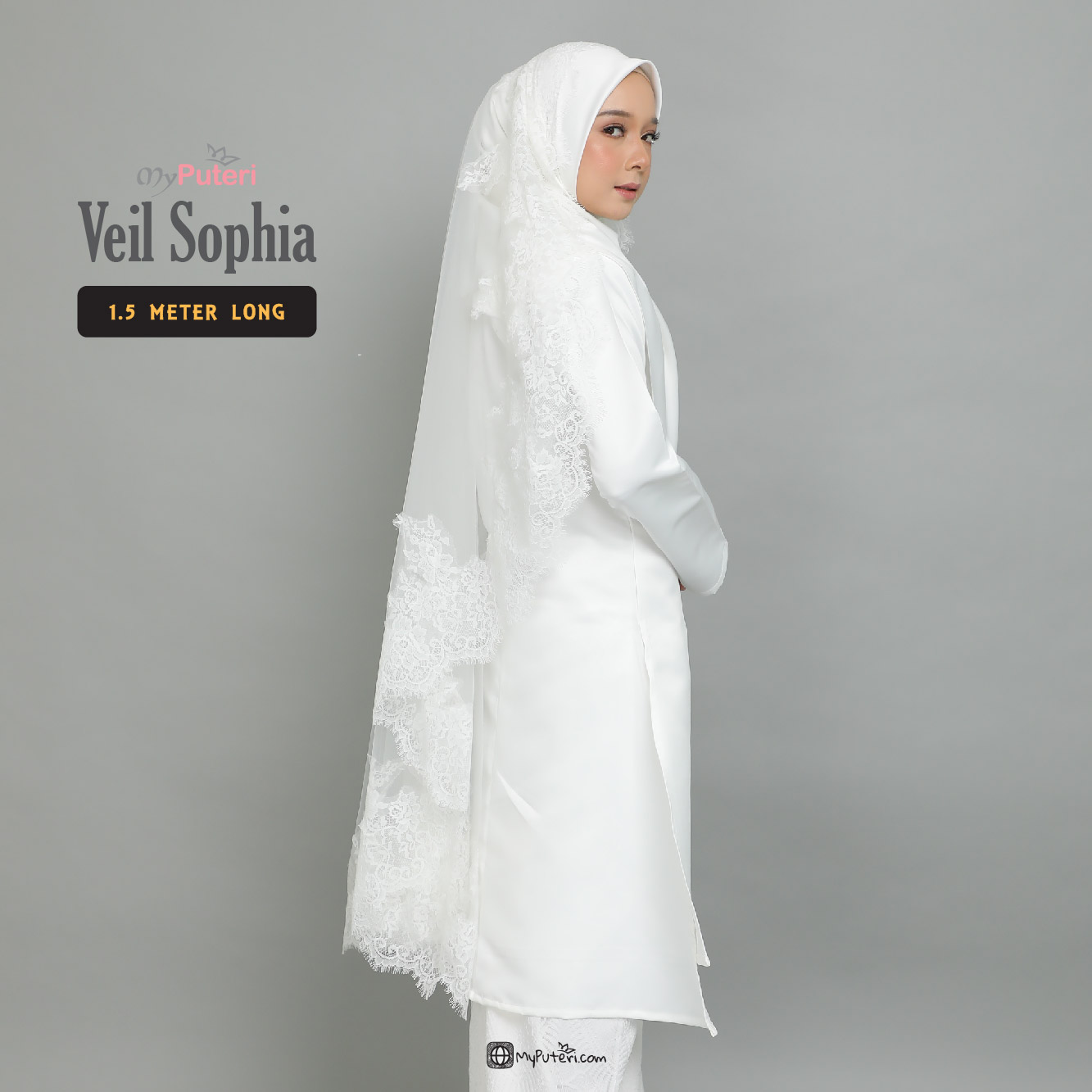SOPHEA’s Veil – Off White 1.5m long – MyPuteri